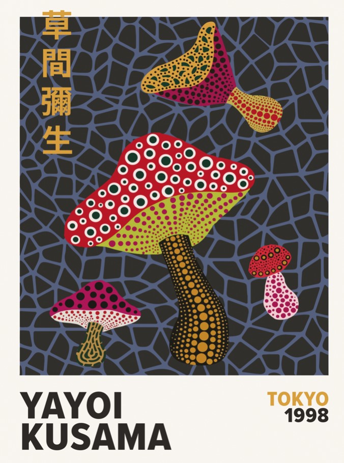 Yayoi Kusama - Colorful Mushrooms – The College Poster Sale Company